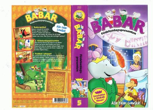 Babar 5 - Födelsedagspresenten (1989) director: Larry Jacobs | VHS ... Babar 5 - Födelsedagspresenten (1989) director: Larry Jacobs | VHS ...